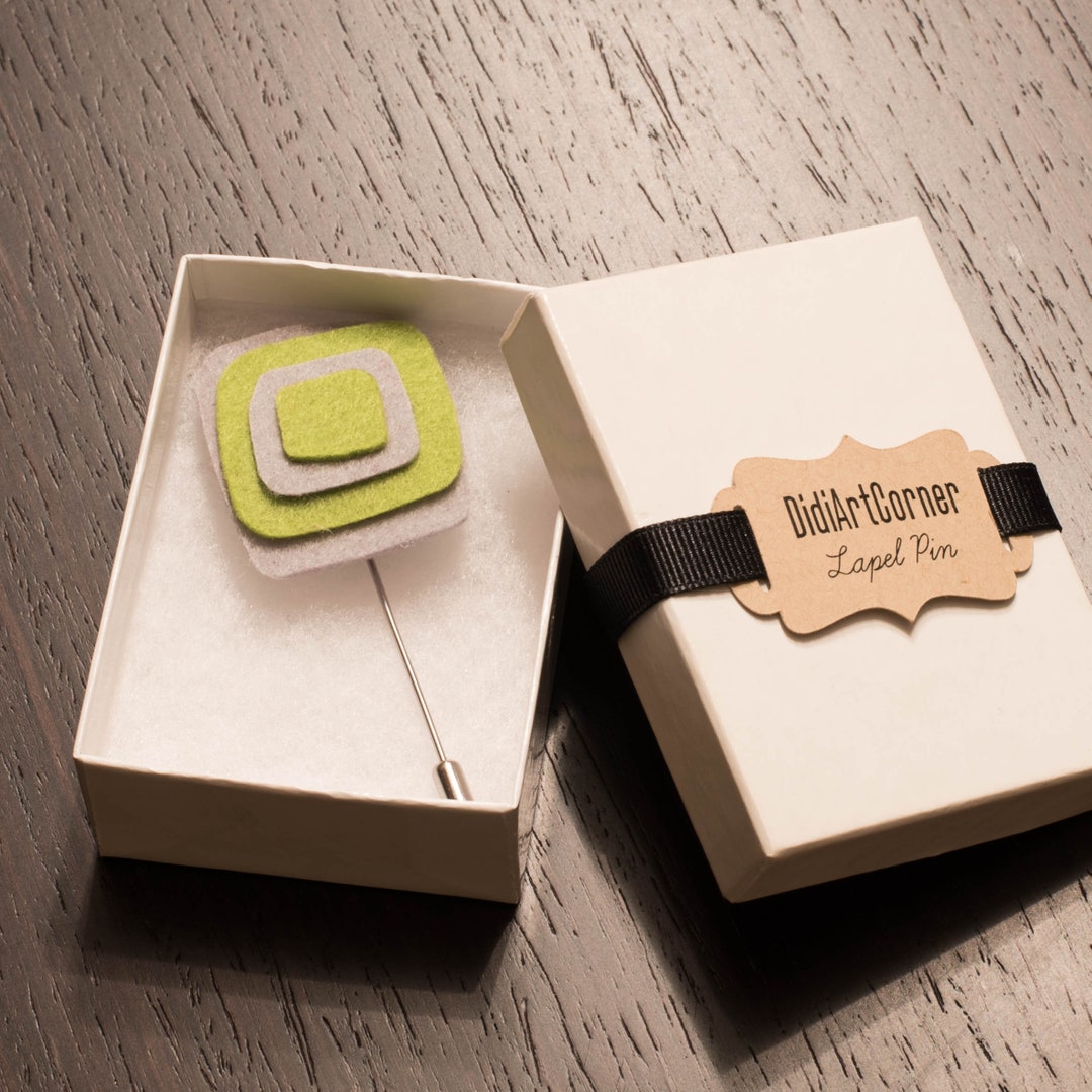 Modern Art Lapel Pin, Gray and Light Green Lapel Pin, Brooch ...