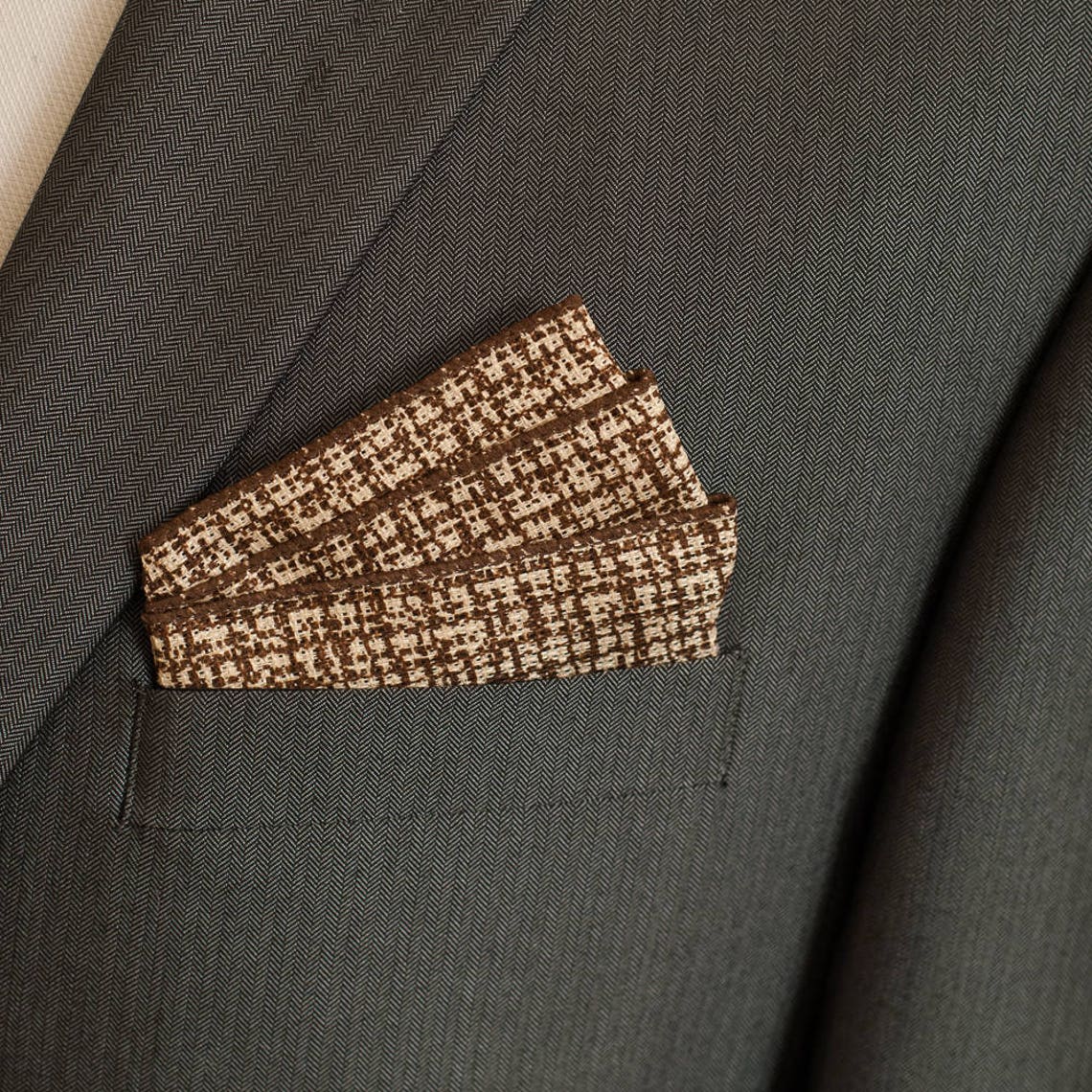Brown and Cream Flowers Pre-folded Pocket Square / Pocket | Etsy