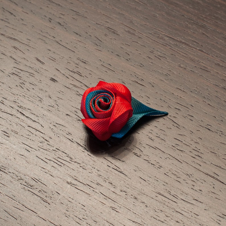Rose Lapel Pin in Teal and Red Rose Men's Lapel Pin - Etsy