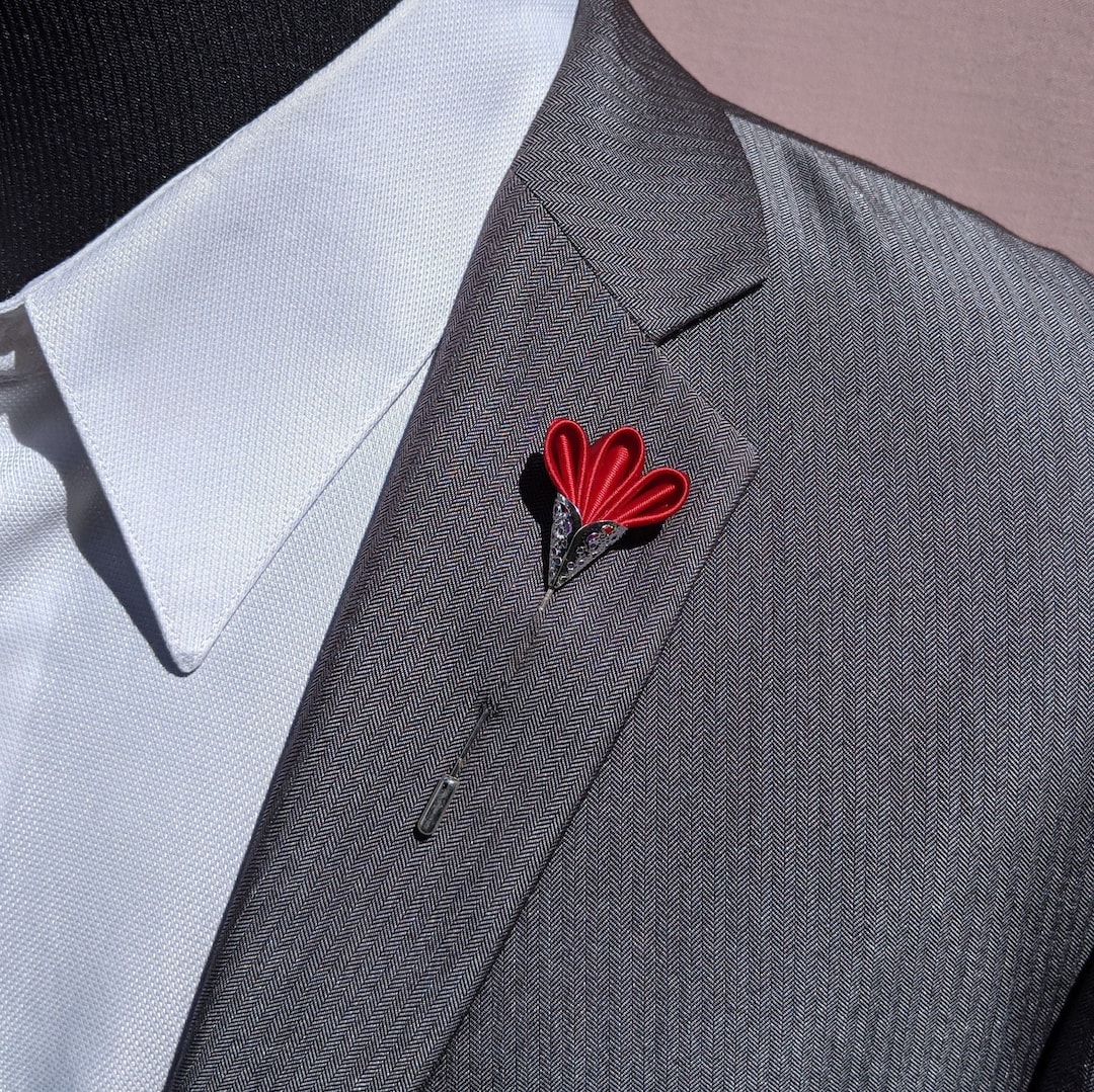 Red Freesia Lapel Flower Pin, Men's Flower Lapel Pin, Wedding ...