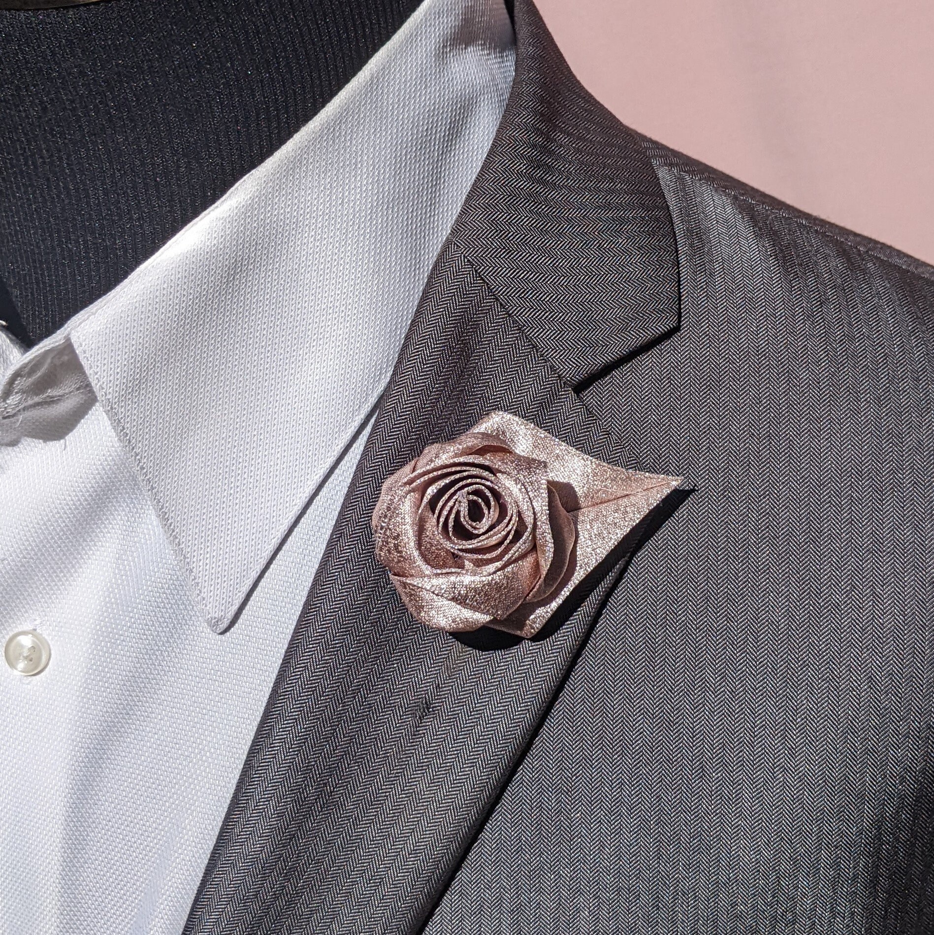 Shimmer Rose Lapel Pin / Man Lapel Pin / Wedding Boutonniere / Rose ...