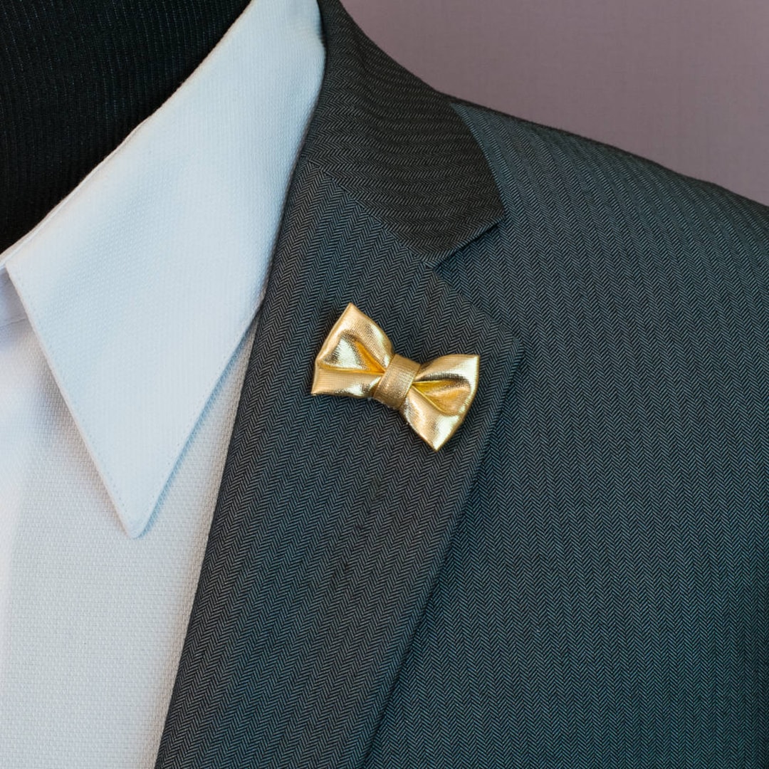 Metallic Lame Bow Tie Lapel Pin: Men's Party Accessory - Etsy