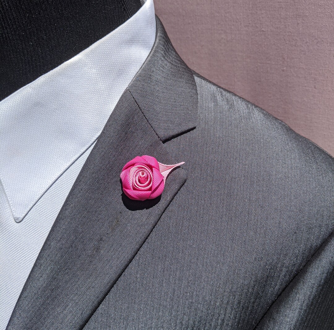 Rose Boutonniere in Light Pink and Taffy Pink Flower Lapel Pin - Etsy