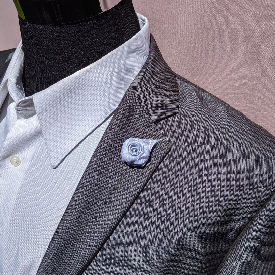 White and Silver Rose Lapel Pin / Baptism Rose Lapel Pin / Wedding ...