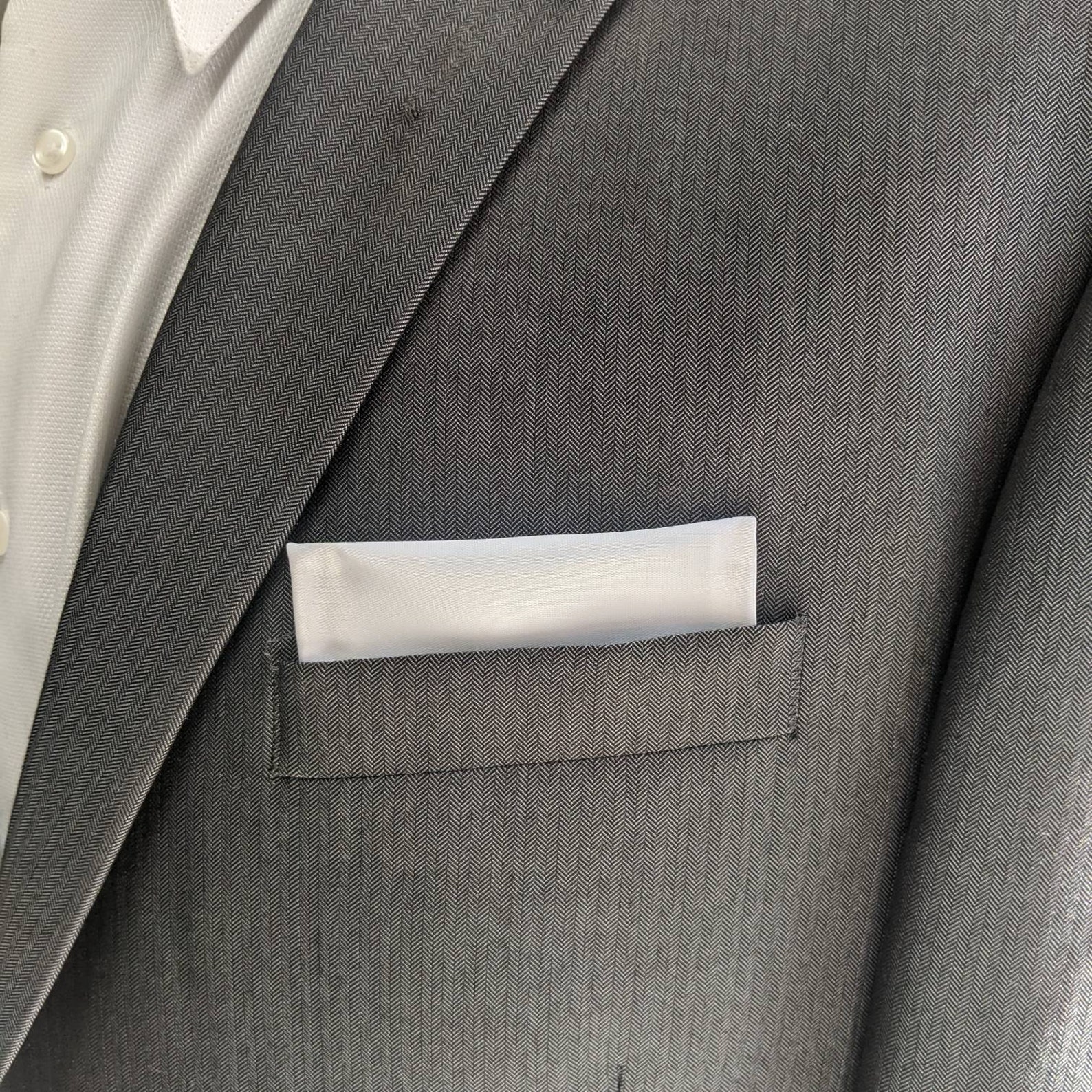 White Silk Pocket Square: Pre-folded Clear Cut Style - Etsy