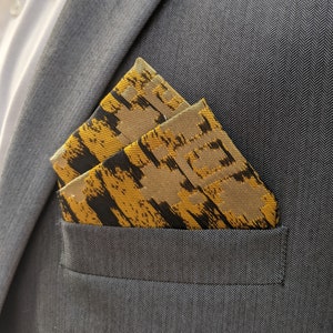 Gold Pocket Square Folded / Pocket Square / Gold-black Pocket Square ...