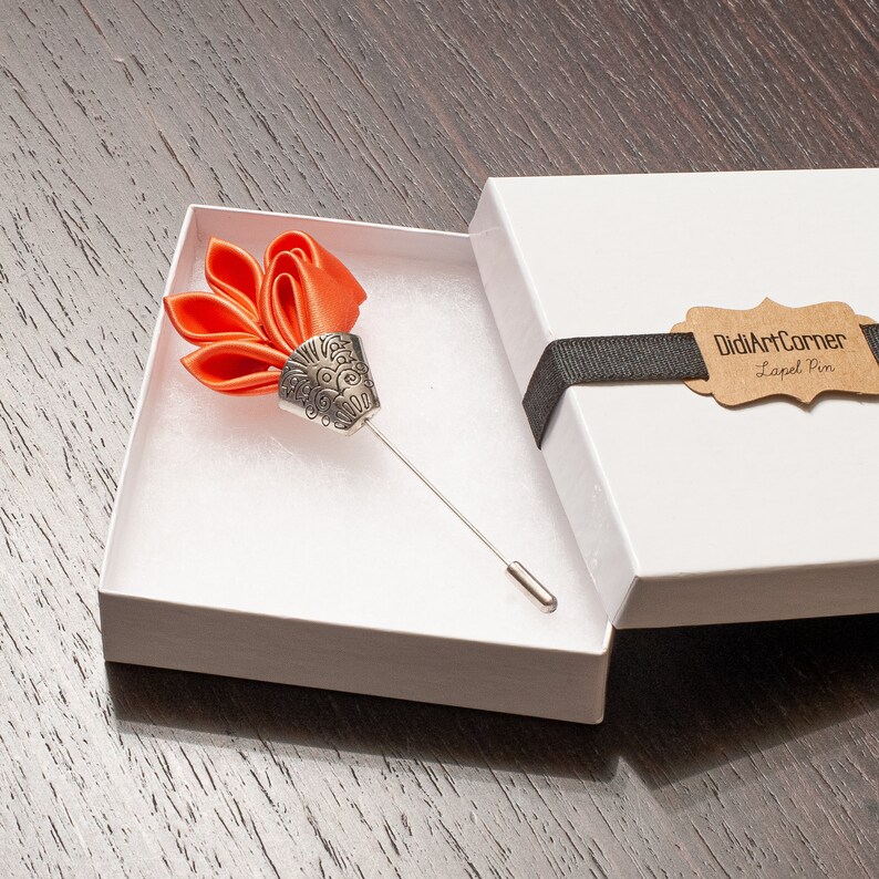 Cream Coral Crocus Lapel Flower Pin - Kanzashi Flower Lapel Pin - Mens ...