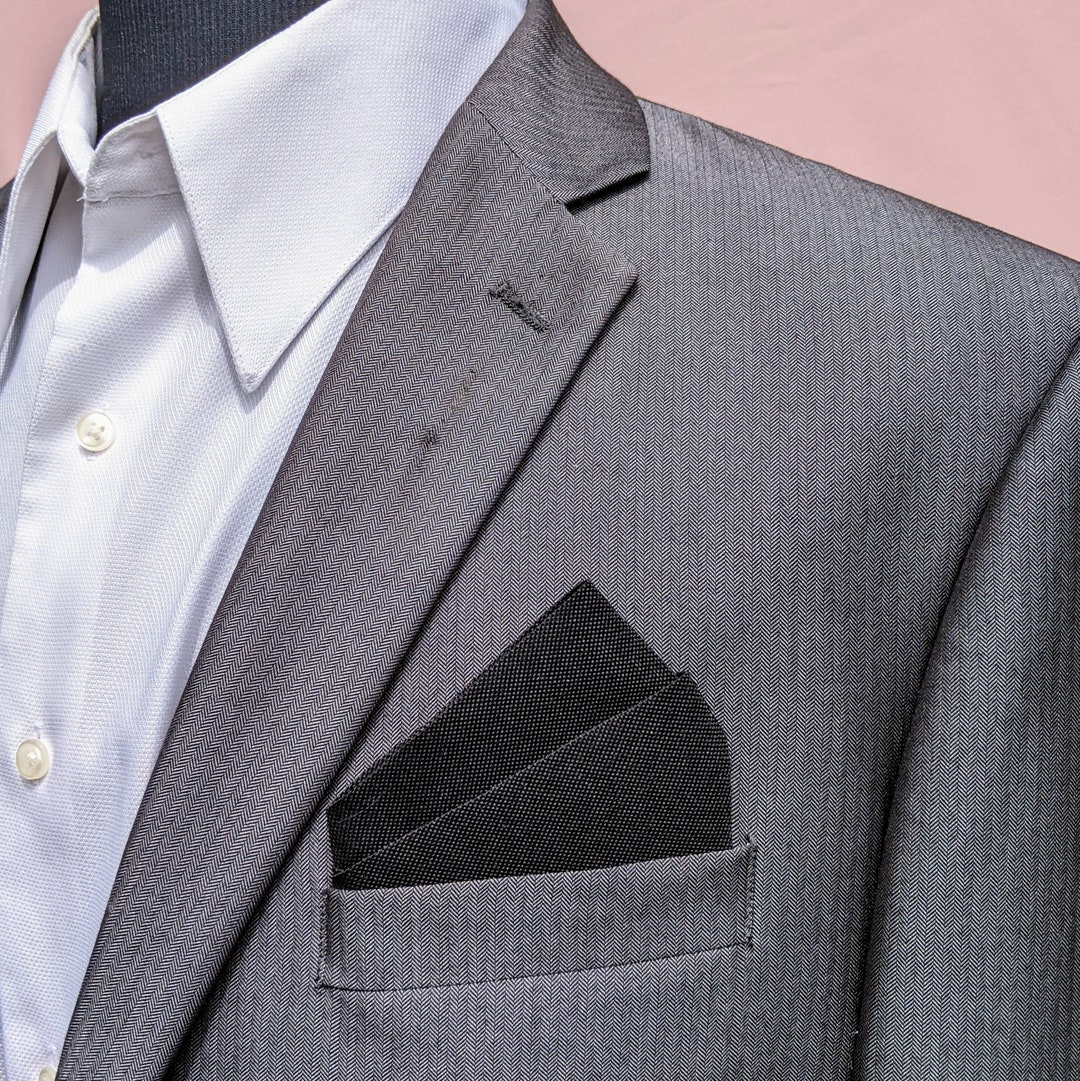Black Cotton Pocket Square: Handcrafted Two Peaks Pre-folded - Etsy