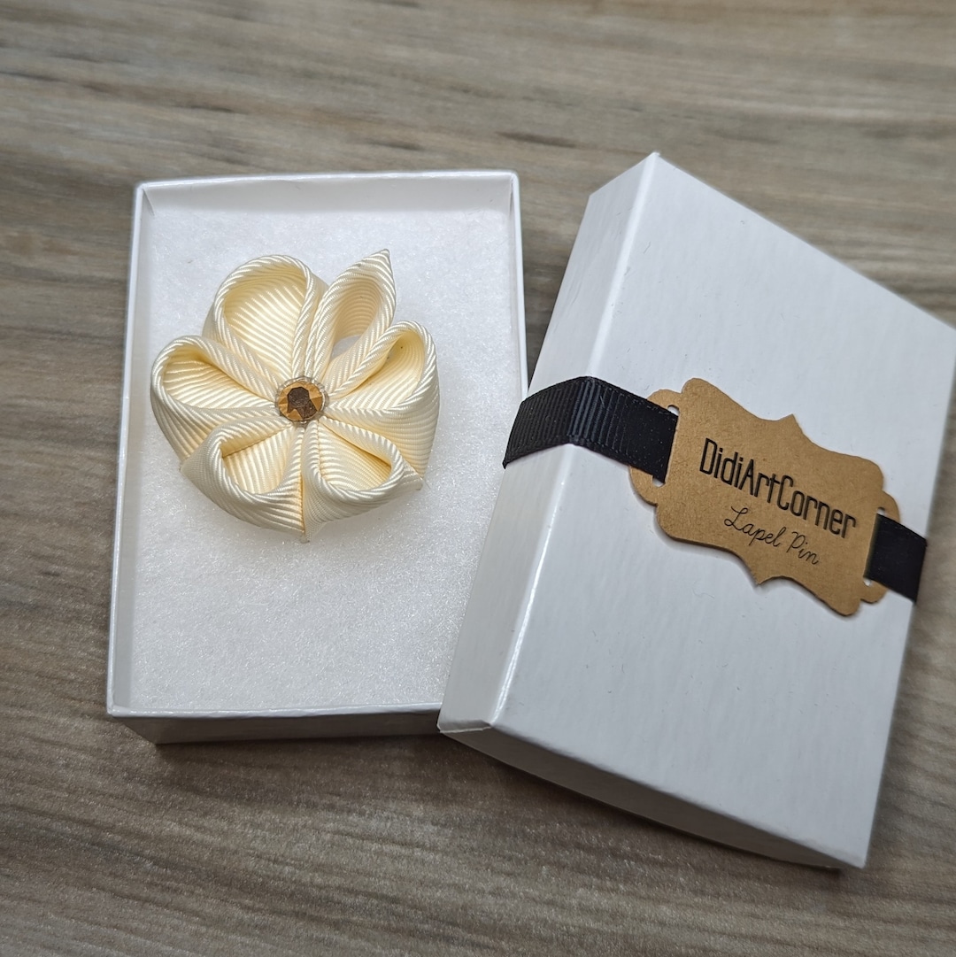 Lapel Pin - Ivory Flower Lapel Pin With Swarovski Crystal - Etsy