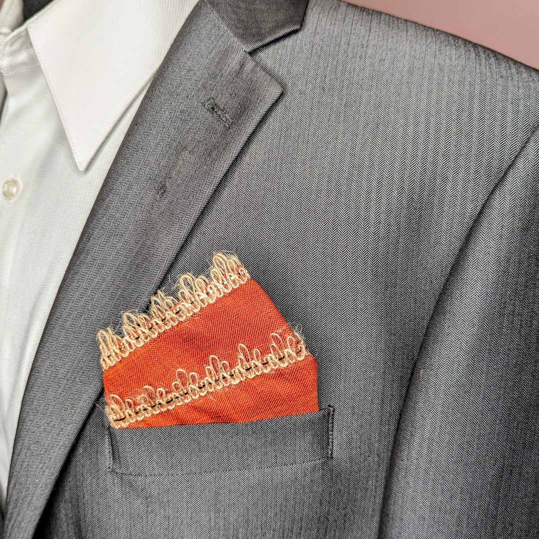 Pocket Square / Orange Pre-folded Pocket Square / Two Peeks Pocket ...