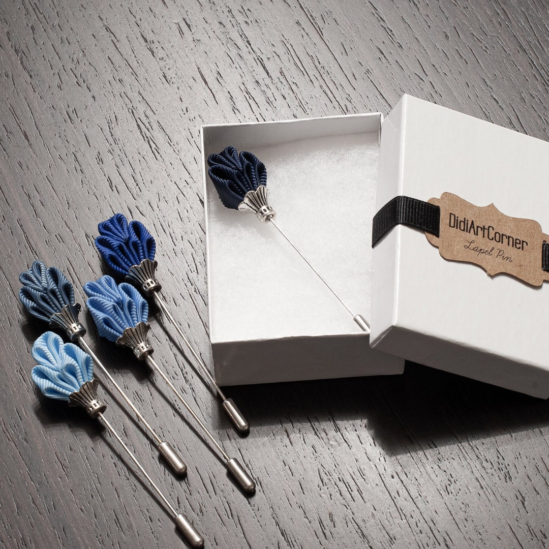 Blue Men's Lapel Stick Pin Royal Scepter, Wedding Boutonniere, Groom ...