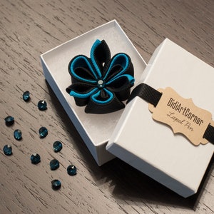 Mens Lapel Pin / Oasis and Black Colorful Kanzashi Flower Lapel Pin ...