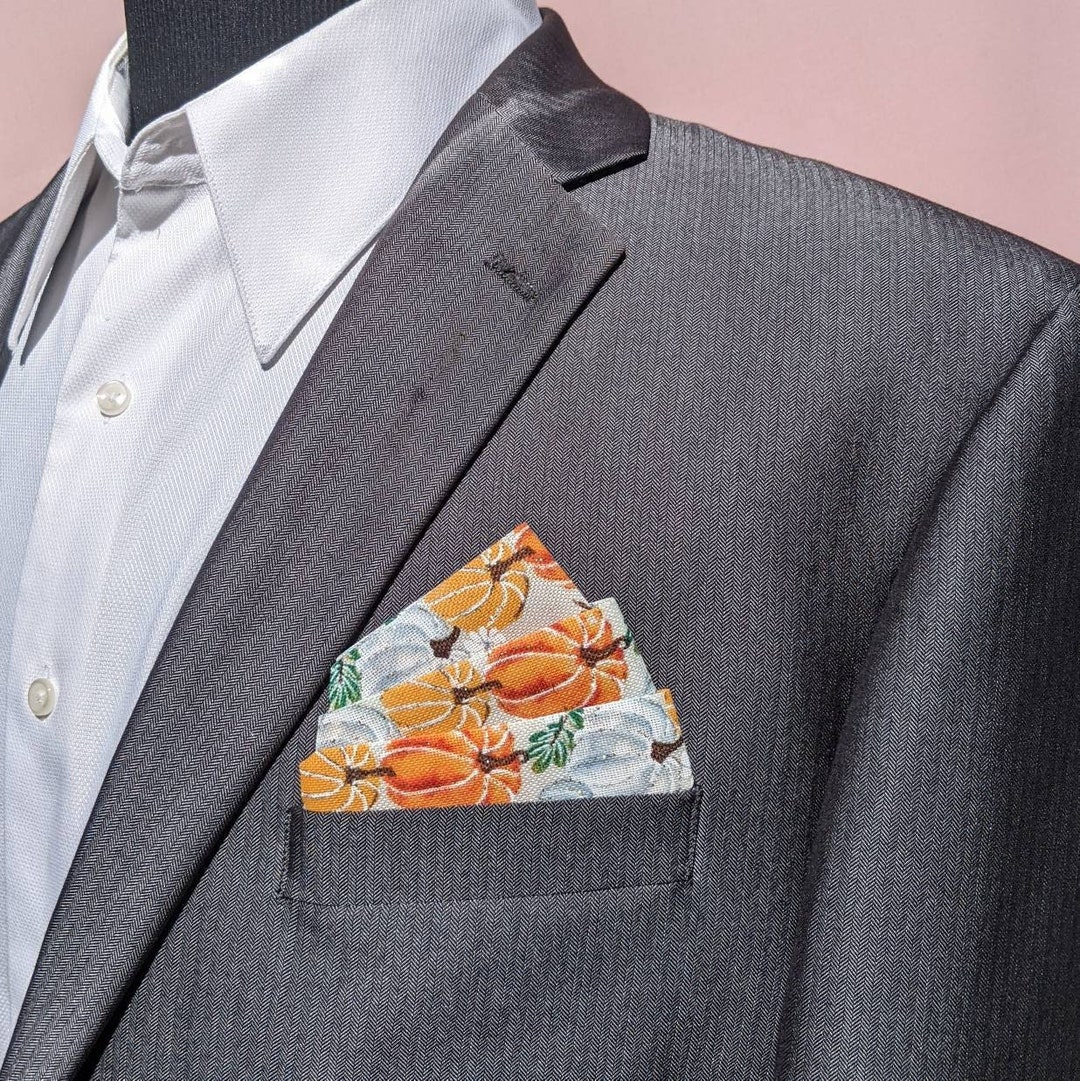 Pocket Square - Fall Pumpkins Pre-folded Pocket Square / Fall Pocket ...