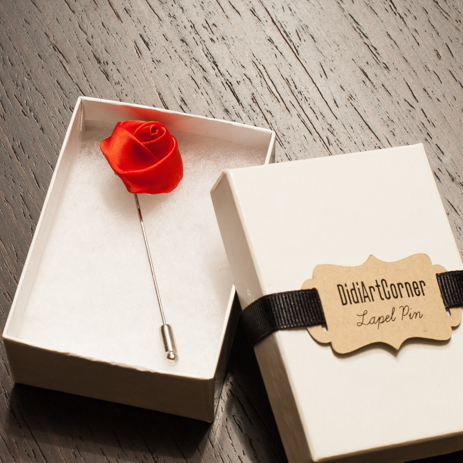 Red Satin Rose Lapel Pin Mens Lapel Flower Wedding - Etsy