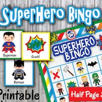 Superhero Bingo Printable Game - 30 Different Cards - Full Page Size ...