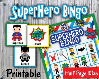 Superhero Bingo Printable Game 30 Different Cards Full | Etsy