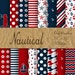 Nautical Digital Paper Red and Navy Blue Backgrounds and | Etsy