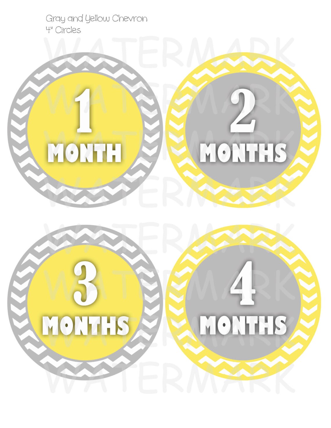 Gray and Yellow Chevron Monthly Baby Images Printable - Etsy