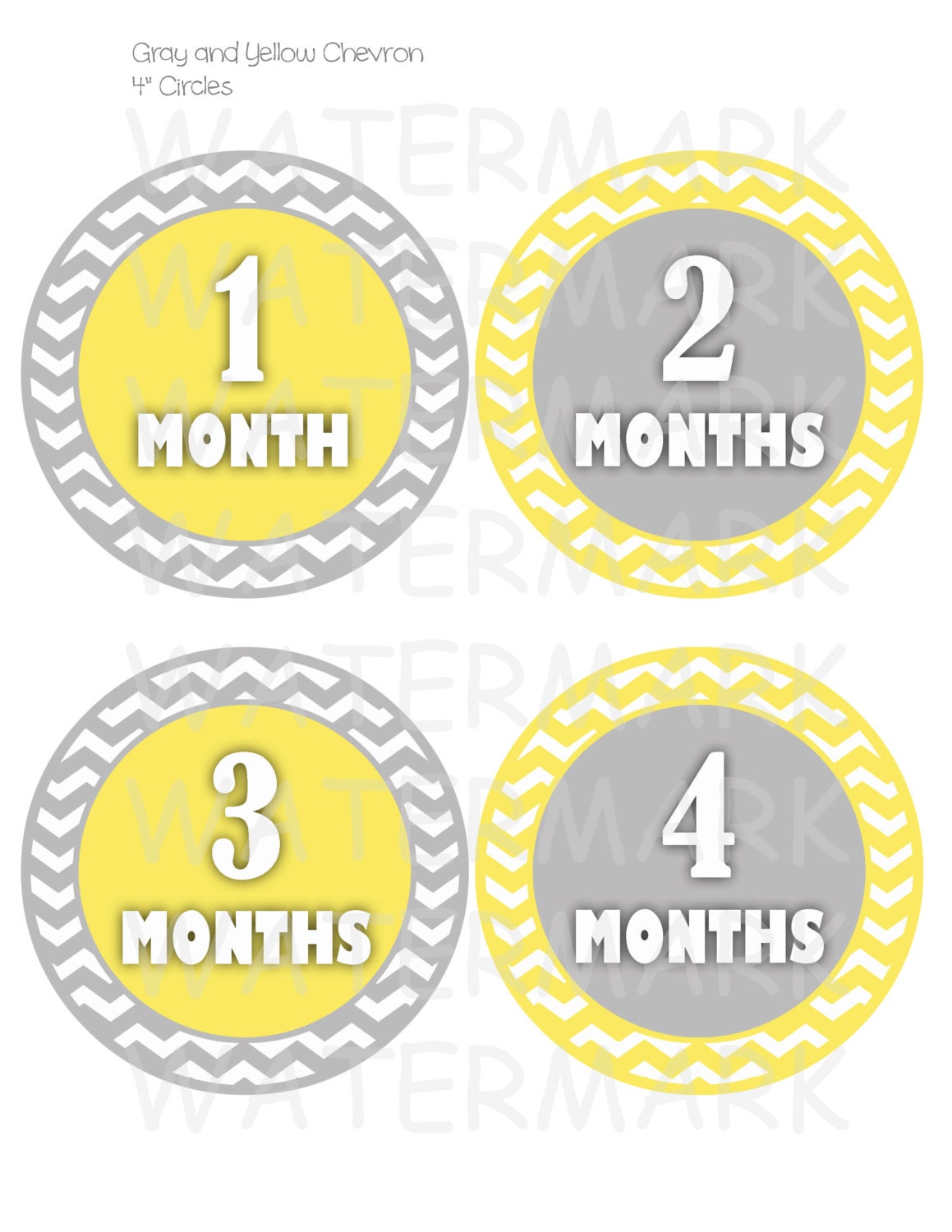 Gray and Yellow Chevron Monthly Baby Images Printable | Etsy
