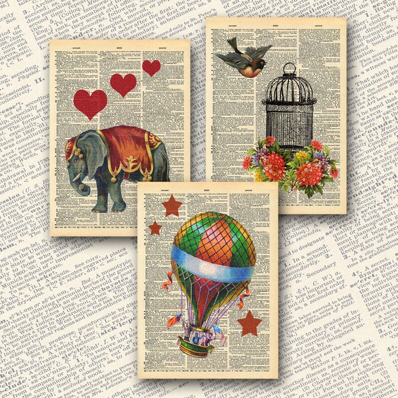 Digital Collage Sheet Dictionary Art 2.5 X 3.5 - Etsy