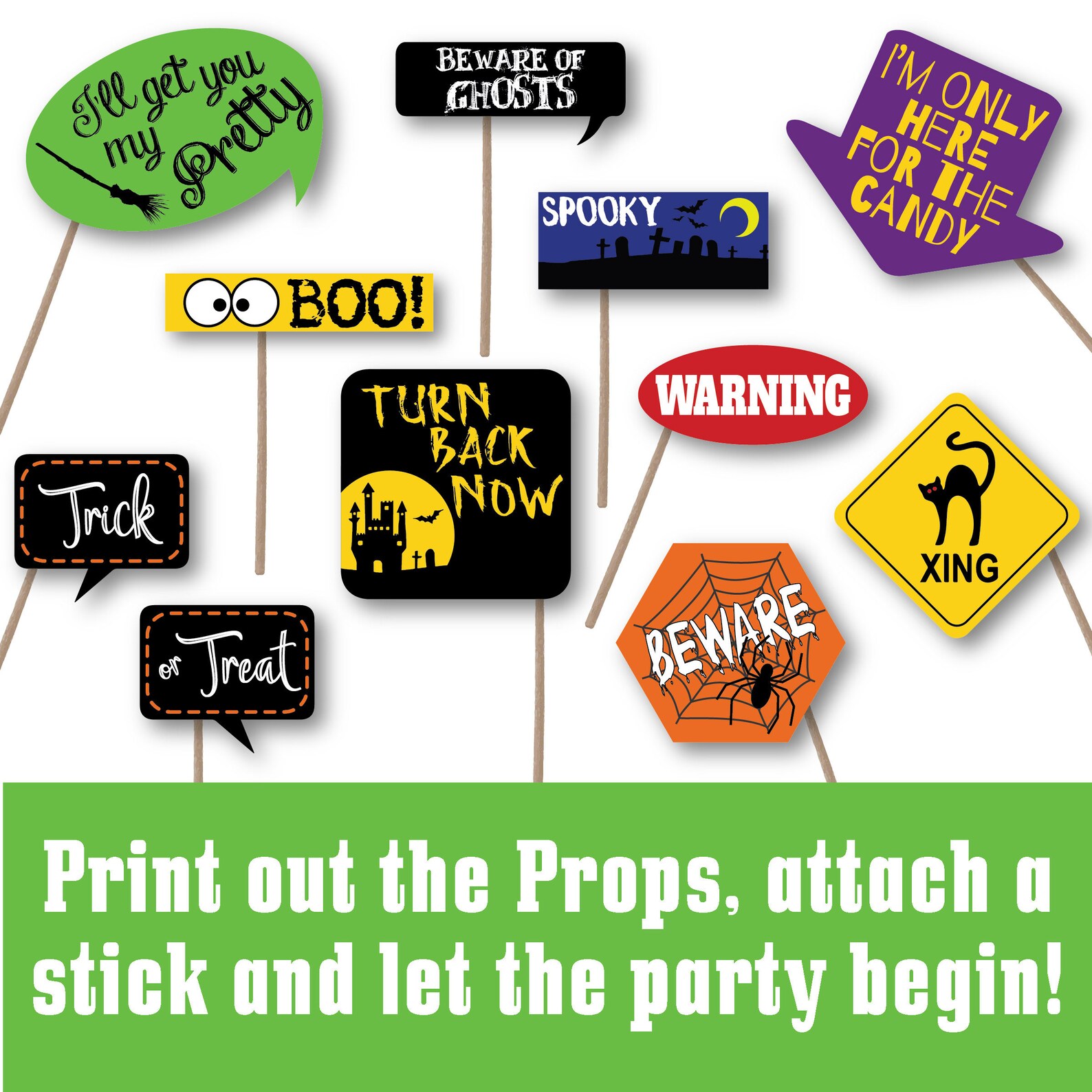 Halloween Signs Photo Booth Props and Decorations - Printable Party ...