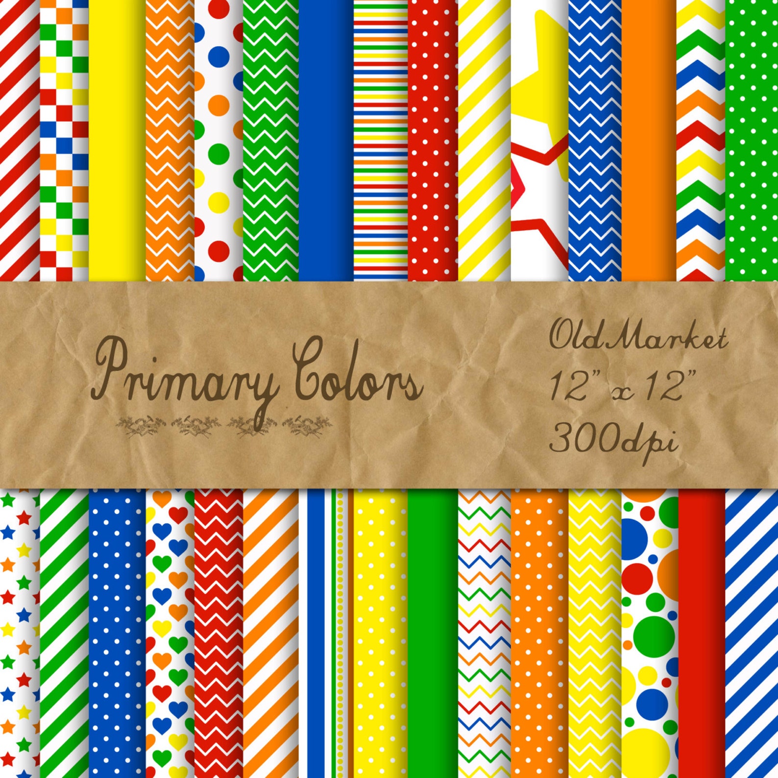 Primary Colors Digital Paper Colorful Digital Paper Pack - Etsy