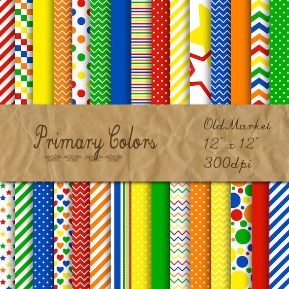Primary Colors Digital Paper Colorful Digital Paper Pack | Etsy Australia