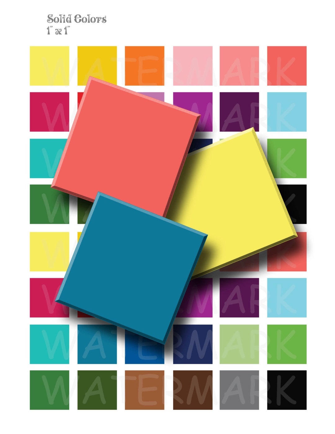 Solid Colors - Digital Collage Sheet - 1 Inch (1 X 1) - INSTANT ...
