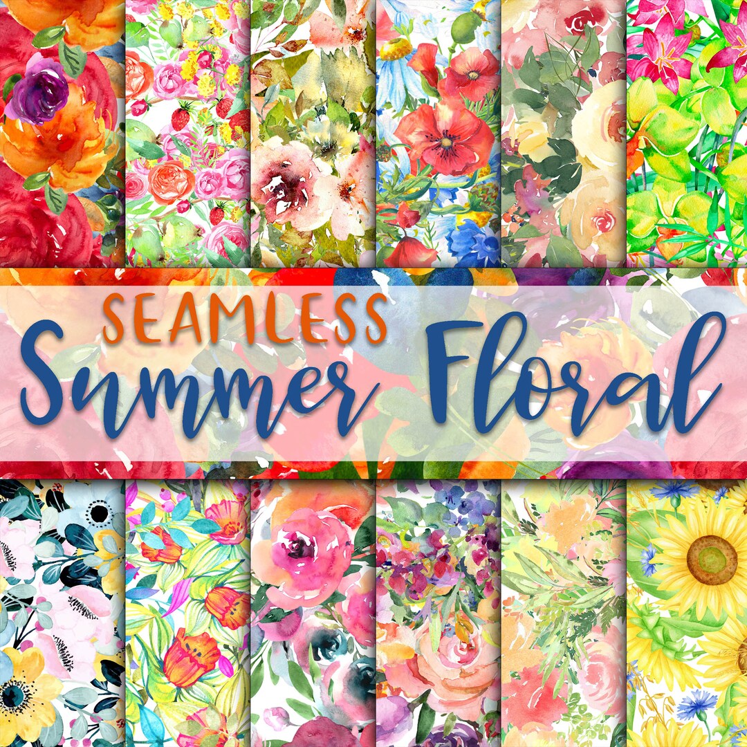 Summer Floral Digital Paper - SEAMLESS - Summer Watercolor Flower ...