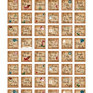 Christmas Songs - Digital Collage Sheet - 1 Inch (1 X 1) - INSTANT ...