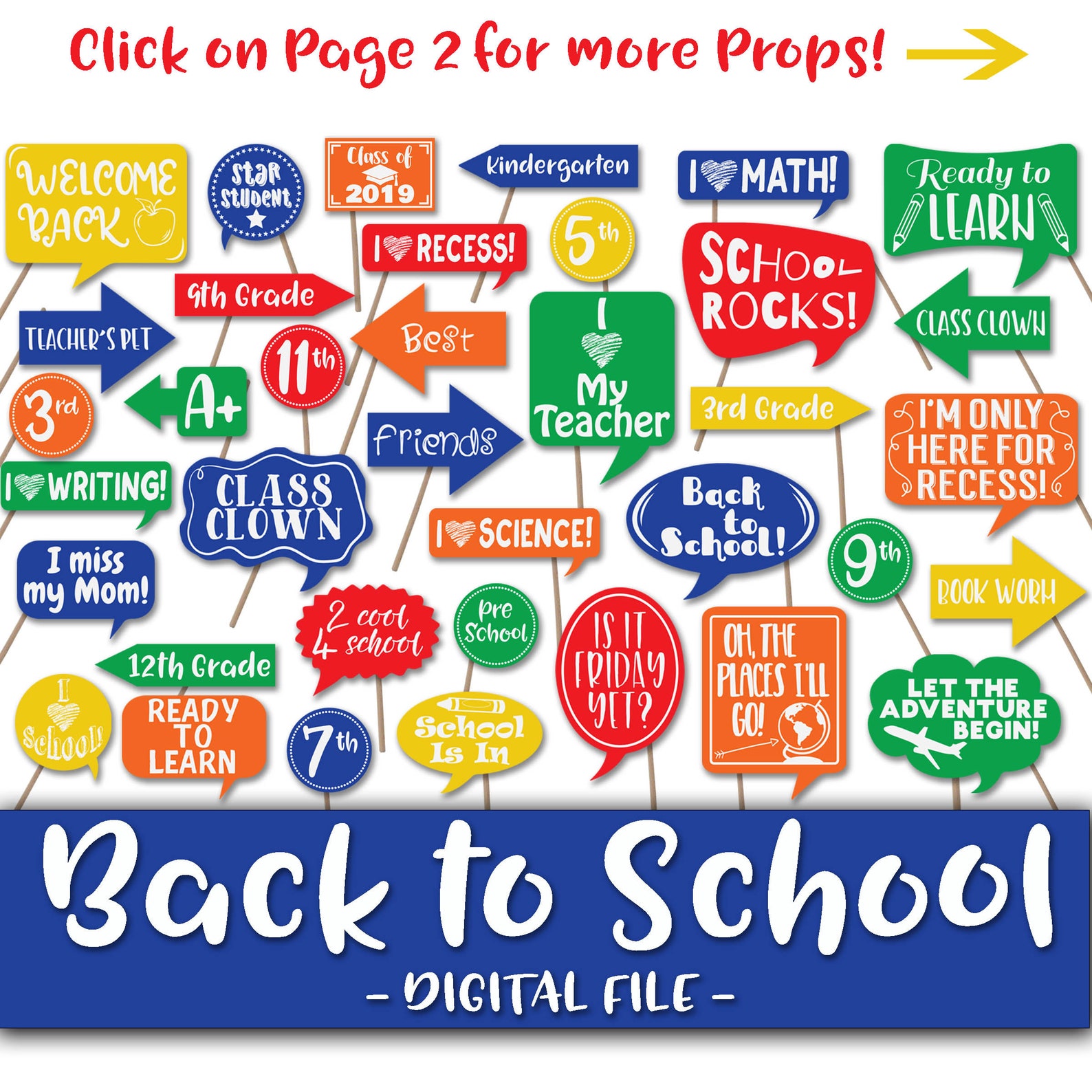 Back to School Photo Booth Props and Decorations First Day - Etsy