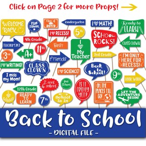 Back to School Photo Booth Props and Decorations - First Day of School ...