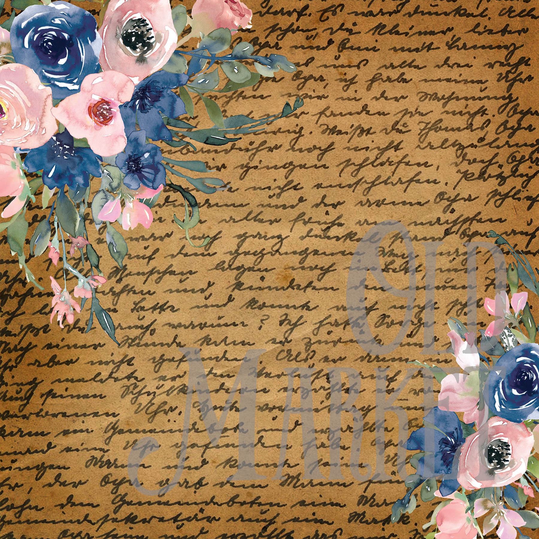 Floral Handwriting Digital Papers Watercolor Flower - Etsy