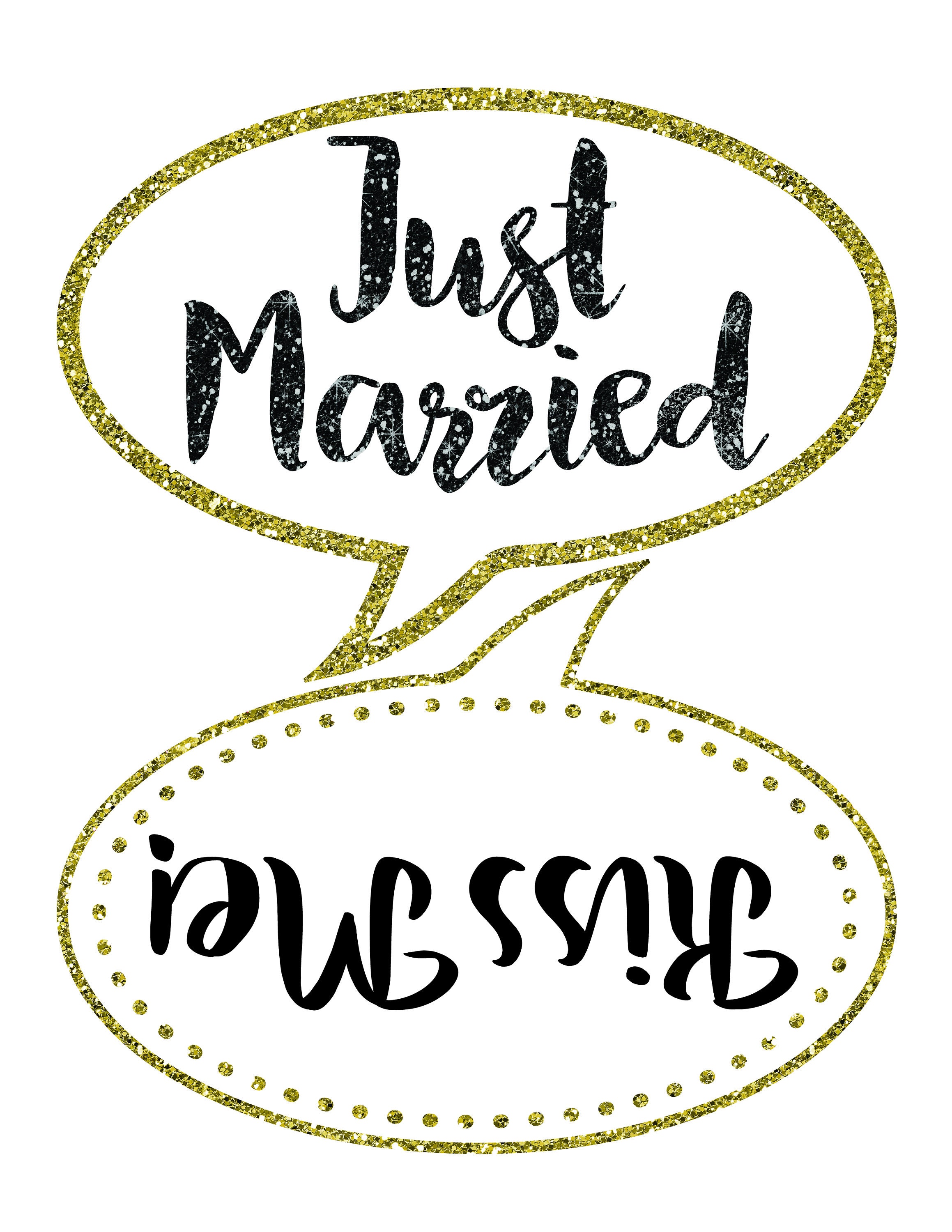 Wedding Photo Booth Prop Signs and Decorations - Gold Glitter Wedding ...