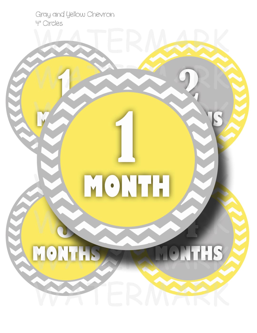 Gray and Yellow Chevron Monthly Baby Images - Printable Digital Collage ...