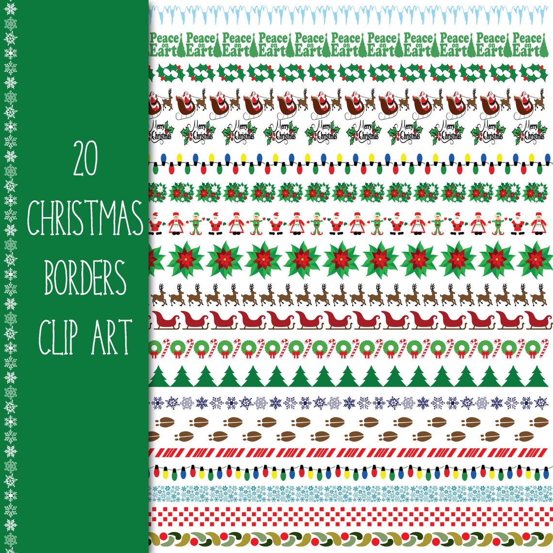 Christmas Borders and Frames Clip Art 100 Digital Christmas - Etsy