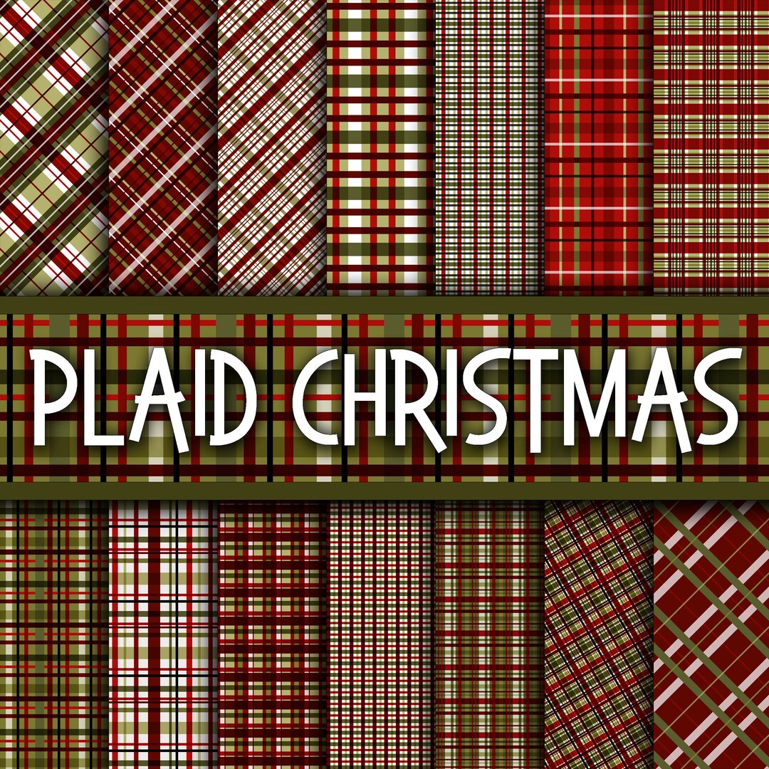 Plaid Christmas Digital Paper - Red and Green Christmas Backgrounds ...