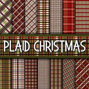 Plaid Christmas Digital Paper - Red and Green Christmas Backgrounds ...
