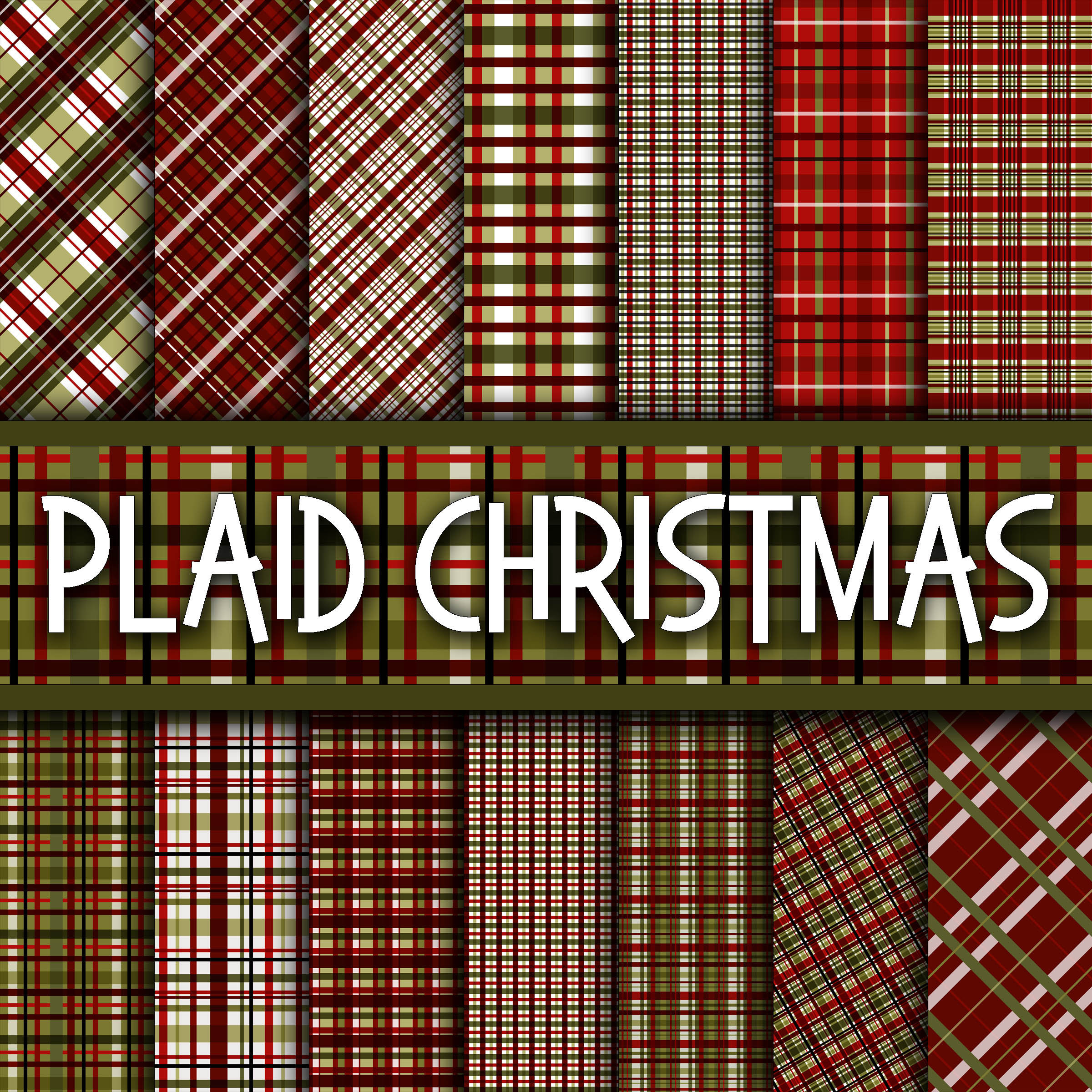 Plaid Christmas Digital Paper Red and Green Christmas - Etsy