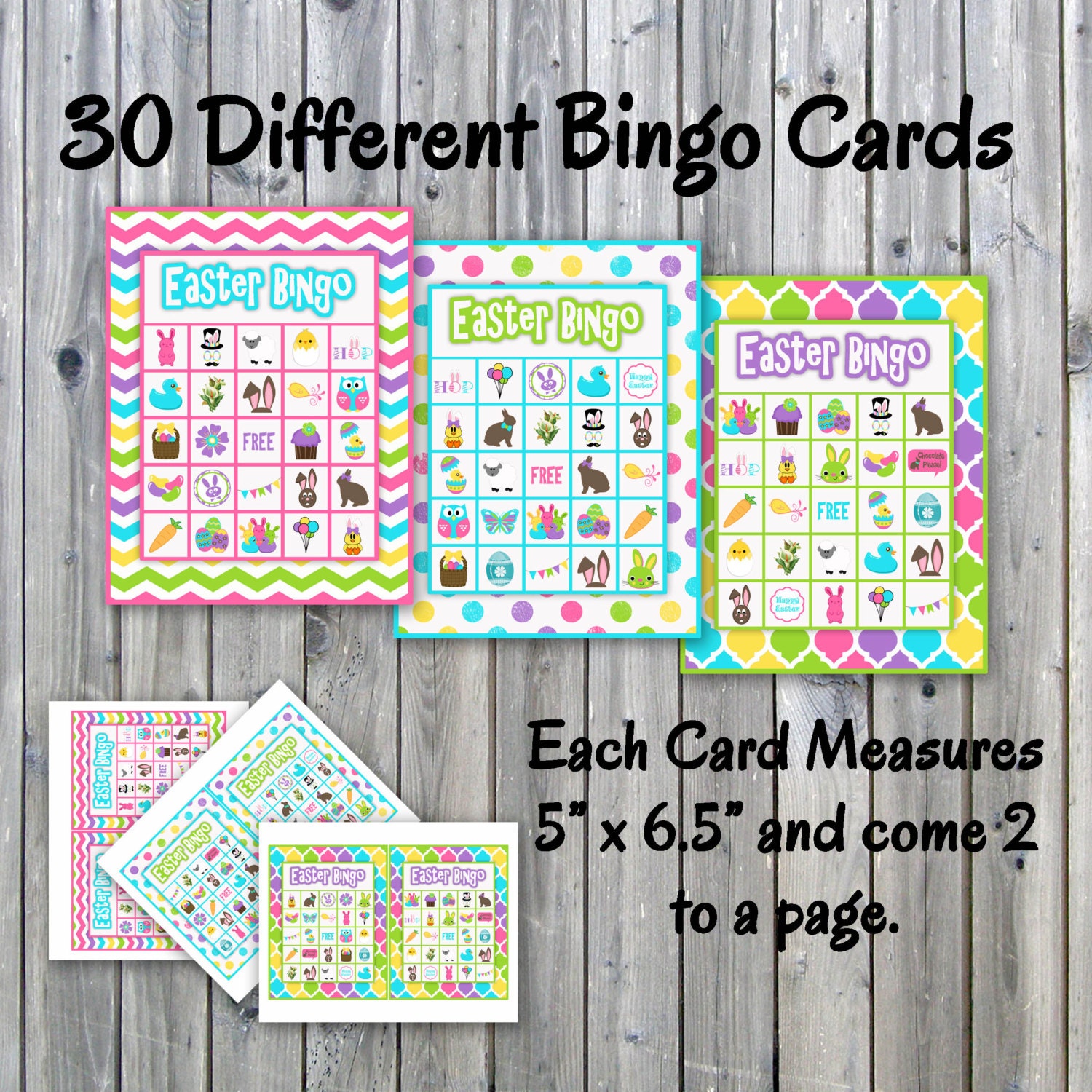 Easter Bingo Printable PDF 30 Different Cards Half Page - Etsy
