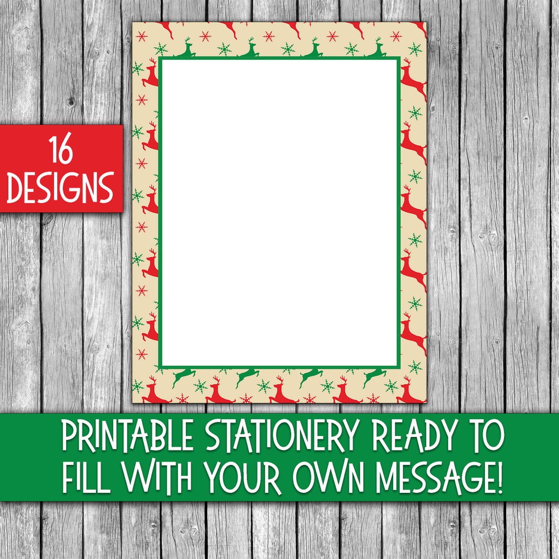 Printable Christmas Stationery Classic Red and Green - Etsy
