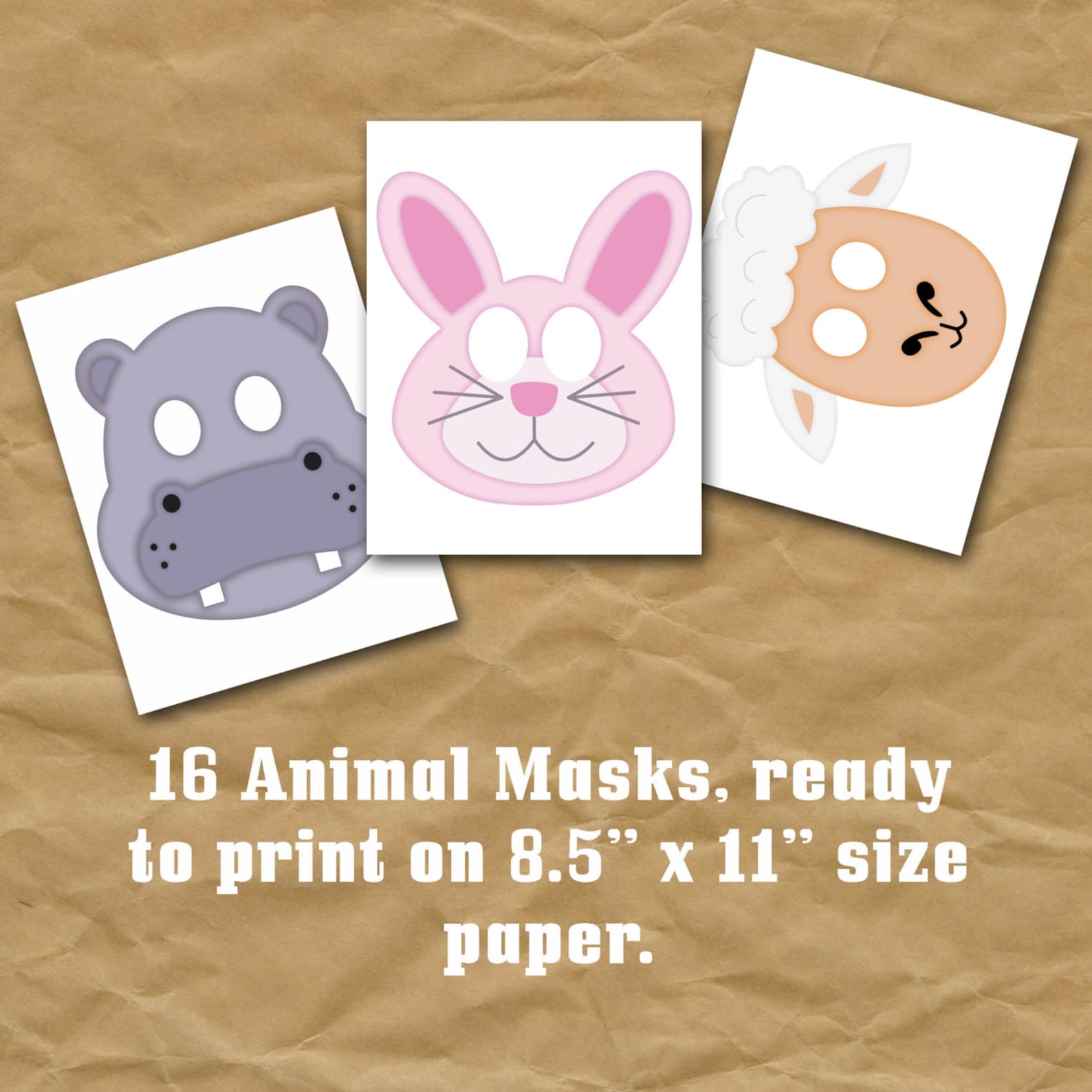 Animal Face Masks Photo Booth Props Printable Masks 16 - Etsy