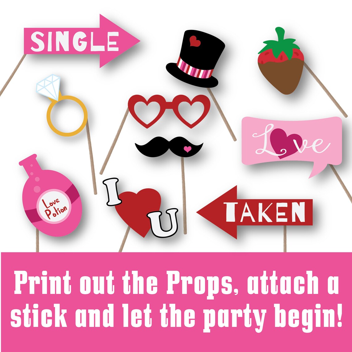 Valentines Day Photo Booth Props and Decorations - Printable Props ...