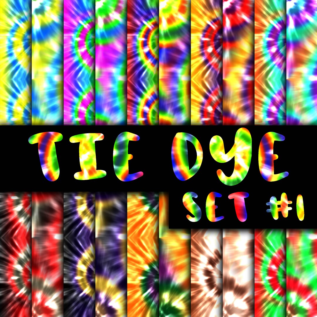 Tie Dye Digital Paper - Set 1 - Seamless Colorful Tie-dye Digital Paper ...