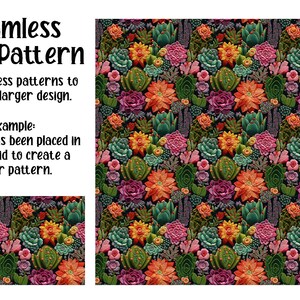 Embroidery Cactus SEAMLESS Digital Paper - Cactus Digital Paper - 16 ...