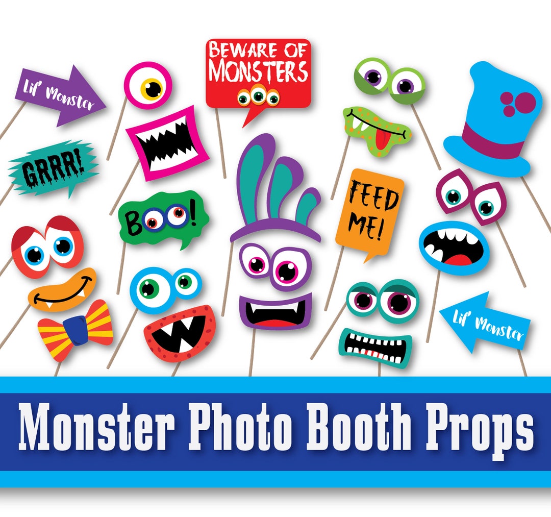 Monster Photo Booth Props and Decorations - Monster Halloween Photo ...