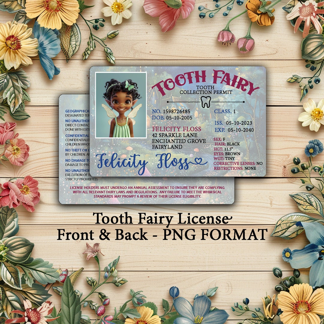 Tooth Fairy License Sublimation Design - Tooth Fairy Tooth Collection ...