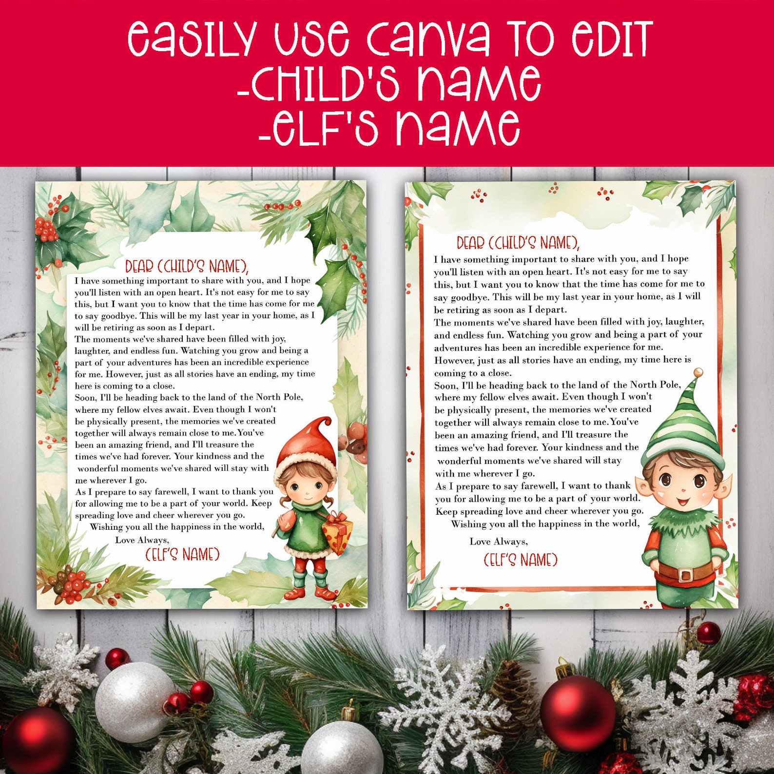 Christmas Elf Retirement Letter - Editable Elf Retirement Letter ...