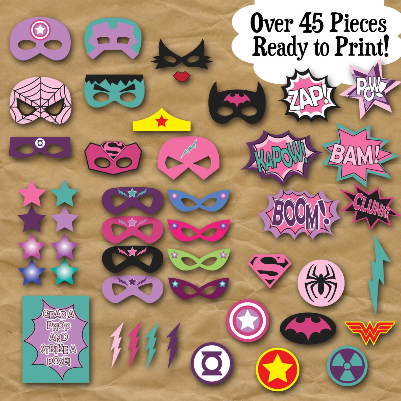 Superhero Girls Photo Booth Props and Decorations - Printable Props and ...