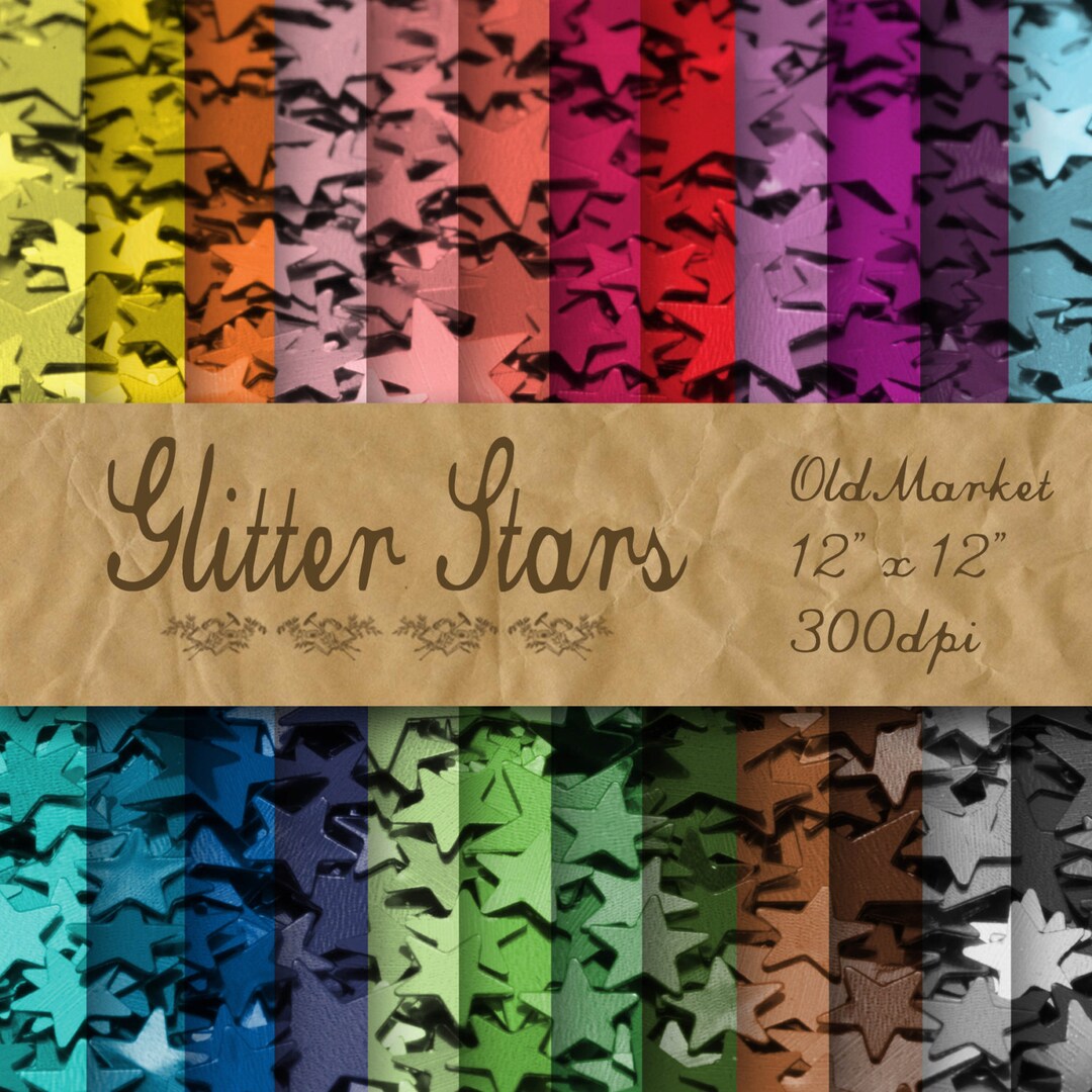 Glitter Stars Digital Paper - Glitter Textures - Glitter Backgrounds ...